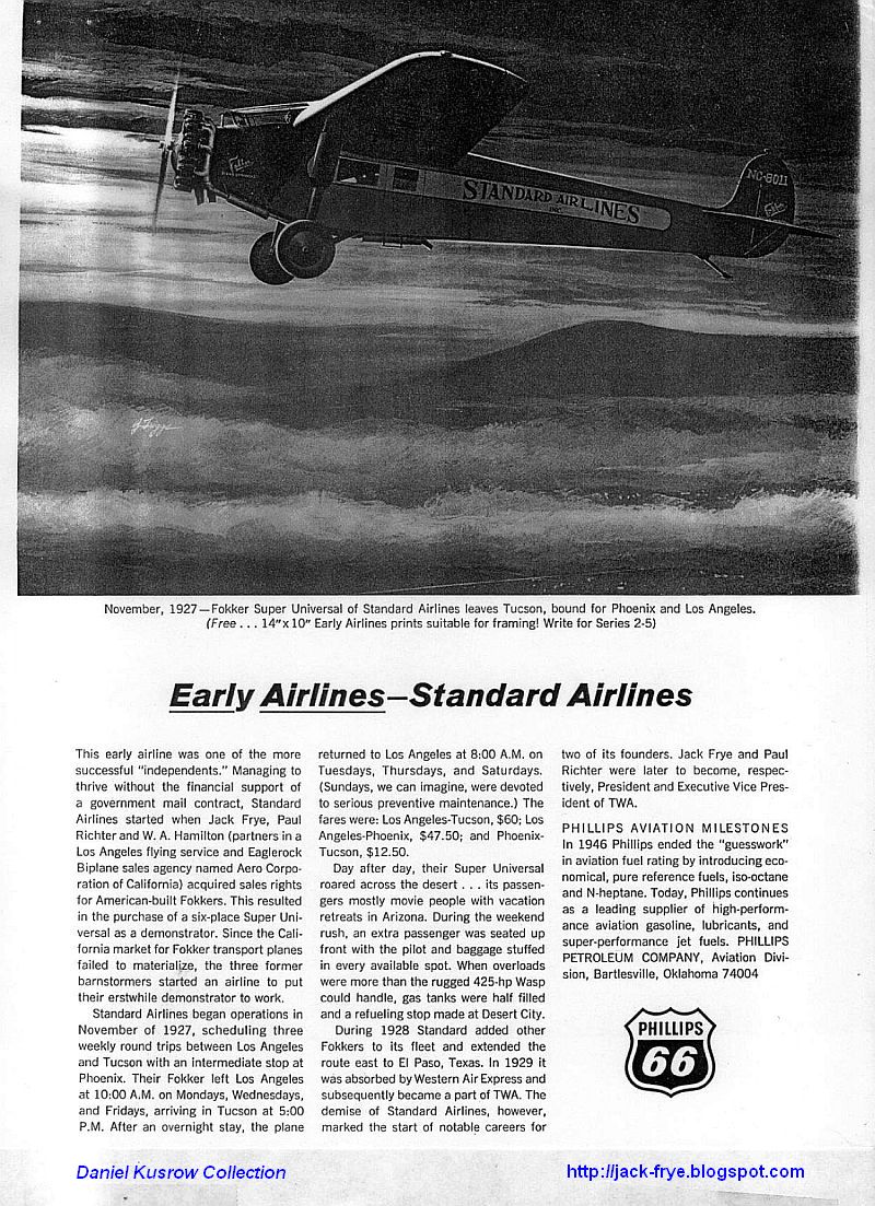 JACK FRYE - Aviation Pioneer: Fokker Trimotor & Standard Airlines