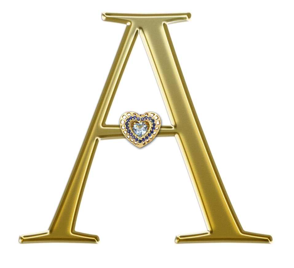 Alfabeto Dorado con Diamante en Corazón. - Oh my Alfabetos!