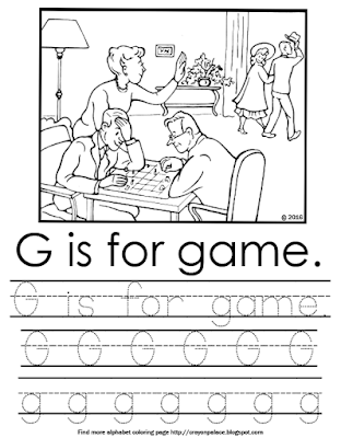 Crayon Palace: "G is for game" alphabet coloring page