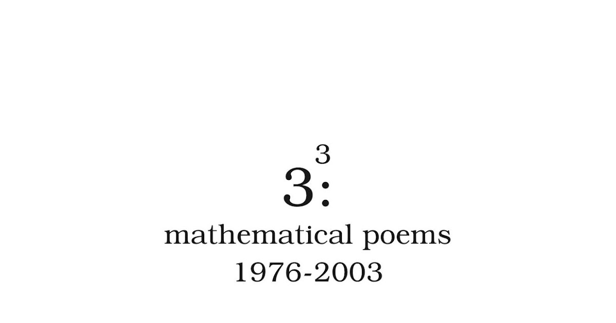 3 cubed: mathematical poems 1975-2003
