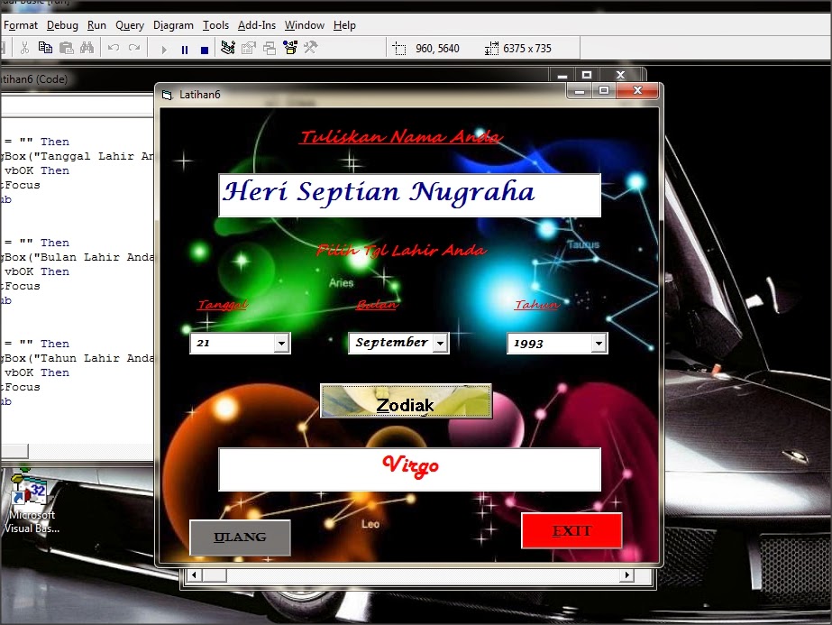 Program sederhana Zodiak dengan Visual Basic 6.0