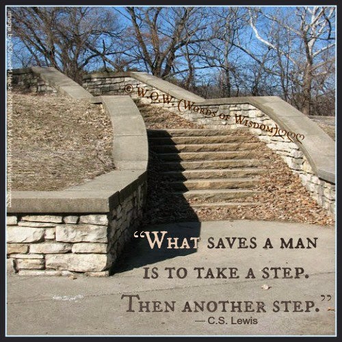"What saves a man is to take a step then another step." - Quotes