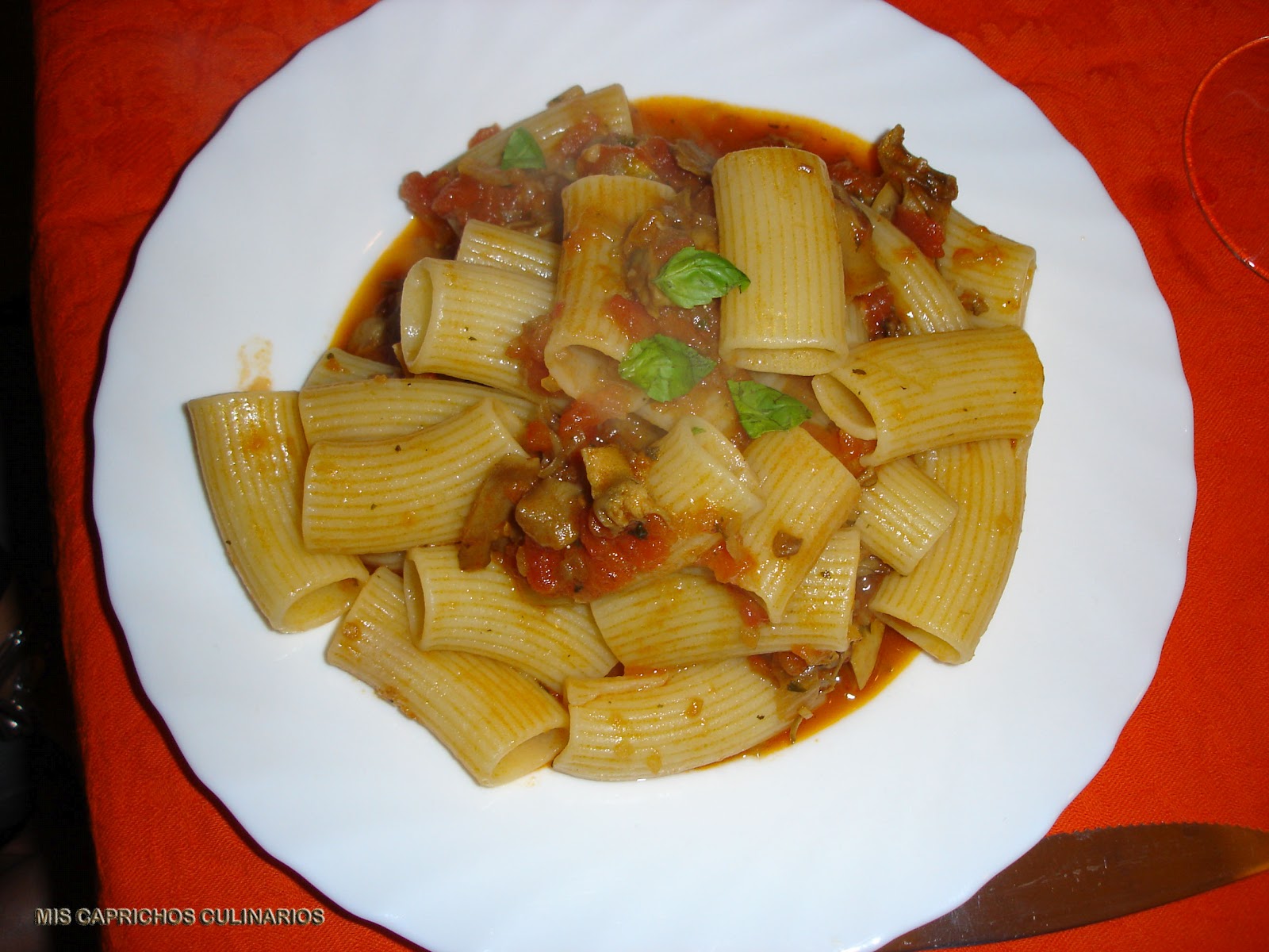 Mis Caprichos Culinarios: Rigatoni con Setas