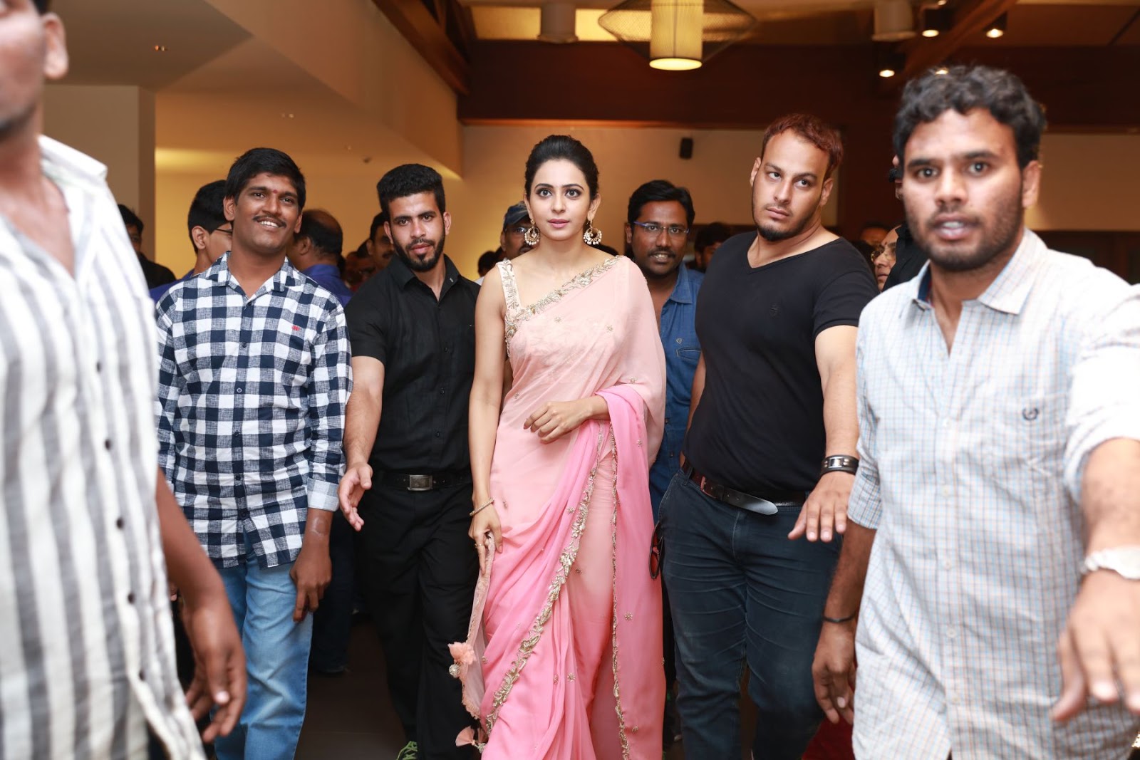 Rakul Preet Singh In Pink Saree At Director Krish Marriage - Rakul ...