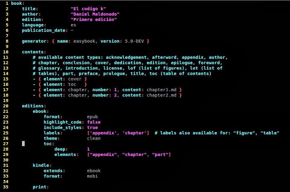 Como crear un proyecto en easybook | el codigo k