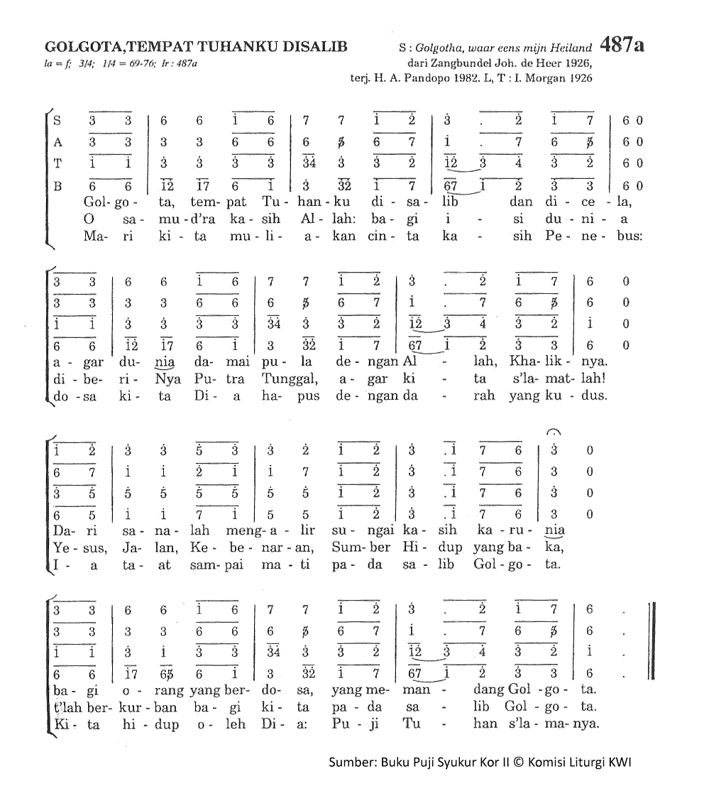 Chord Golgota Tempat Tuhanku Disalib - PS. 487 - Madah Rohani - Lyric ...