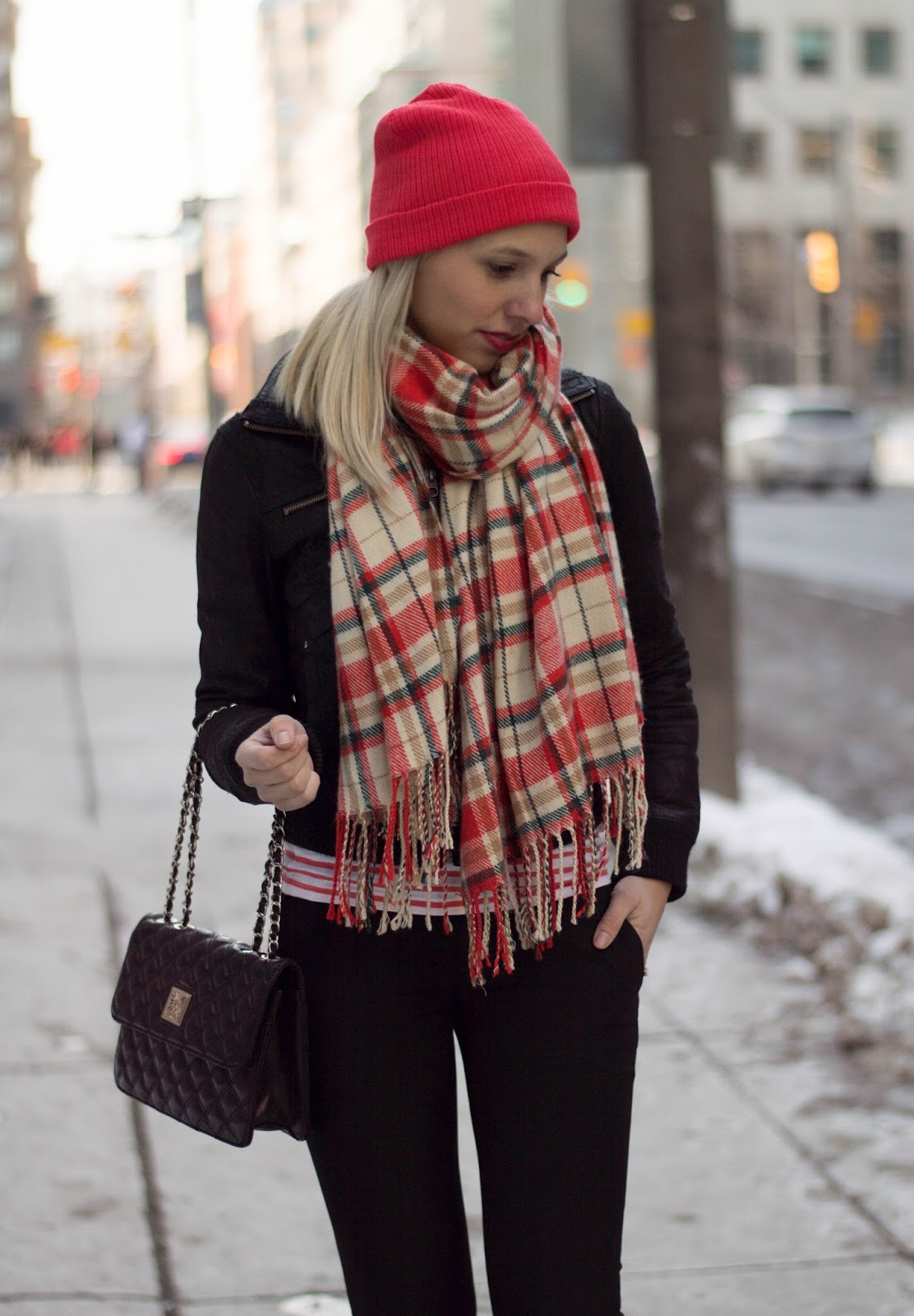 Style in Heels: Red Tuque + Plaid