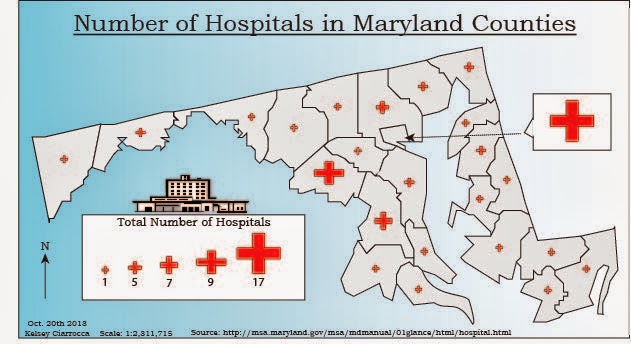 Kelsey's Maps: Lab 7: Proportional Symbol Map: Hospitals in Maryland