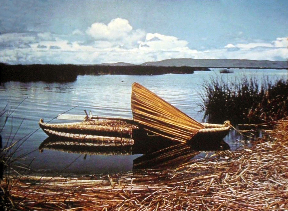 transpress nz: Inca reed boat on Lake Titicaca, Peru