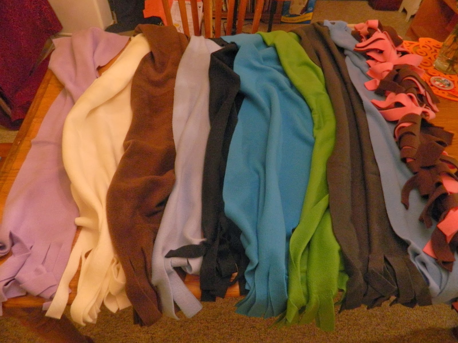 Nancy with the Laughing Face: Fleece Scarves for the Food Pantry at KPC