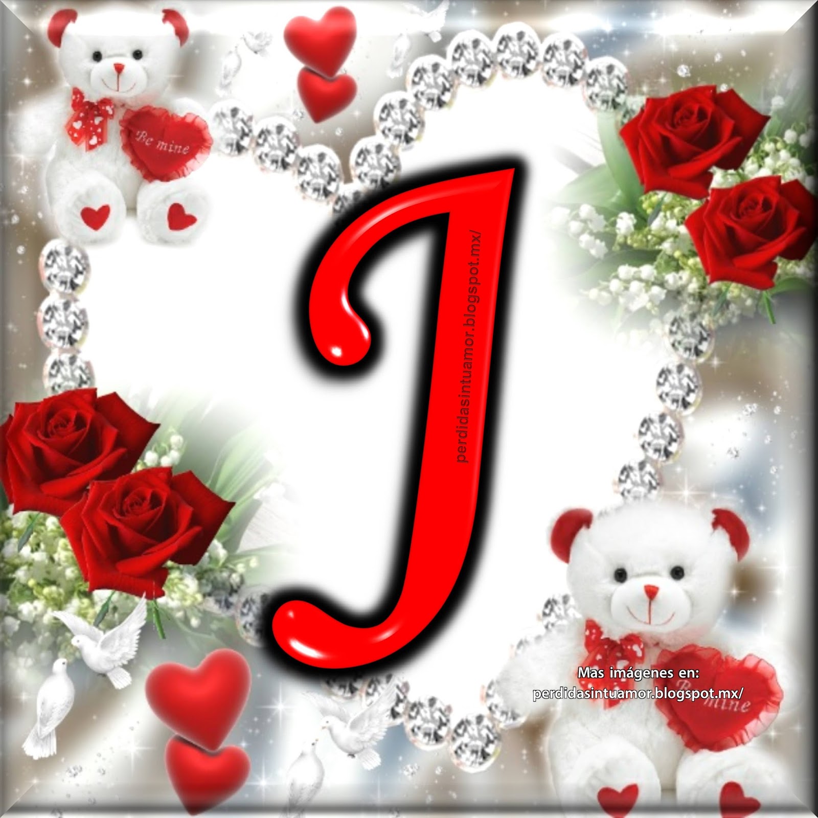 FRASES PARA TI: CORAZÓN DE OSITO CON TU INICIAL ( J )