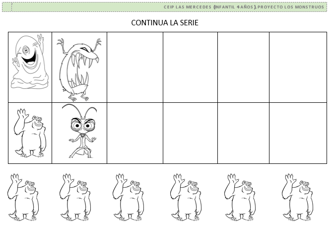 La magia de mirar: FICHAS EXTRA PROYECTO LOS MONSTRUOS