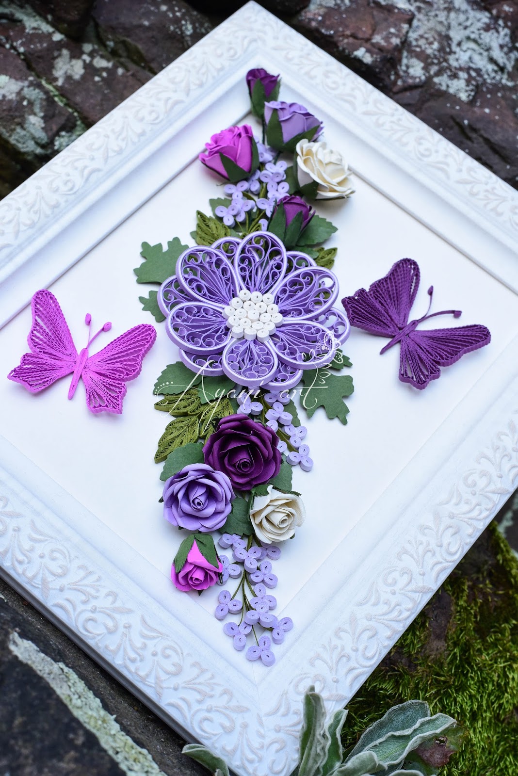 Ayani art: Purple Paper Roses and Quilling