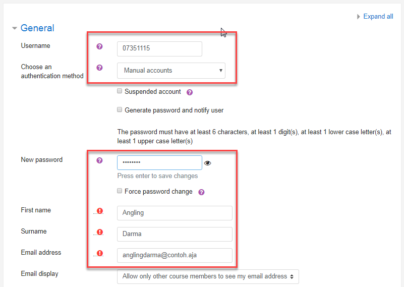 Membuat User Baru pada Moodle