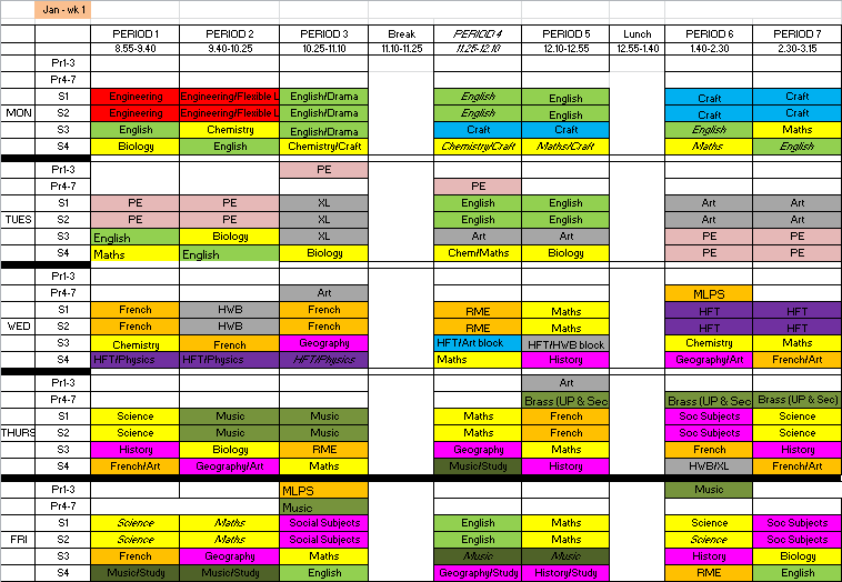 Stronsay Junior High School's Blog: NEW 2016 SCHOOL TIMETABLE