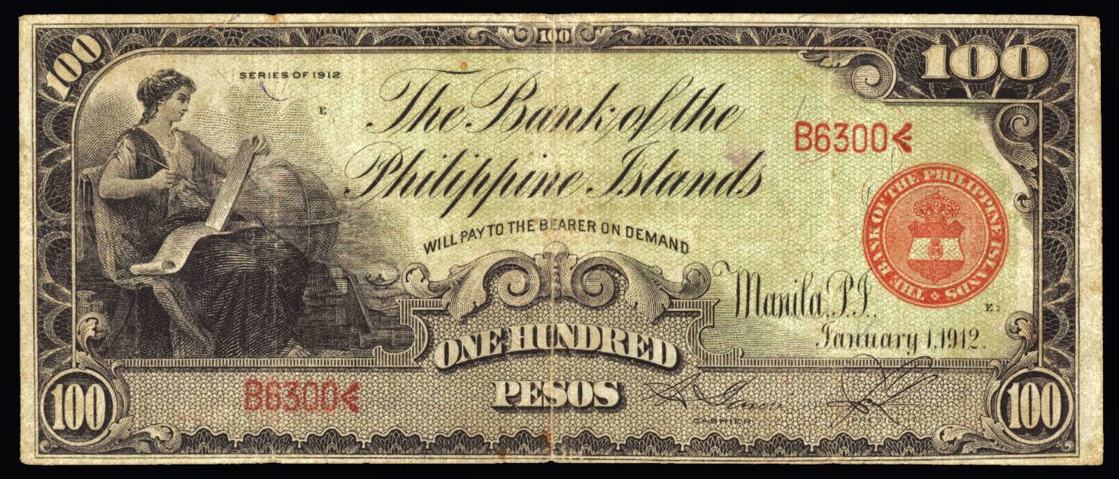 1912 100 Pesos Philippine Bank Note|World Banknotes & Coins Pictures ...