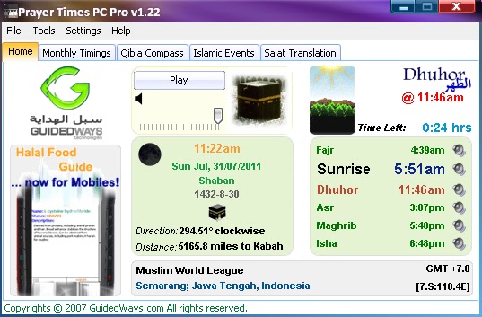 Download Prayer Time PC Pro 1.22, Software Pengingat Azan - Biologizone