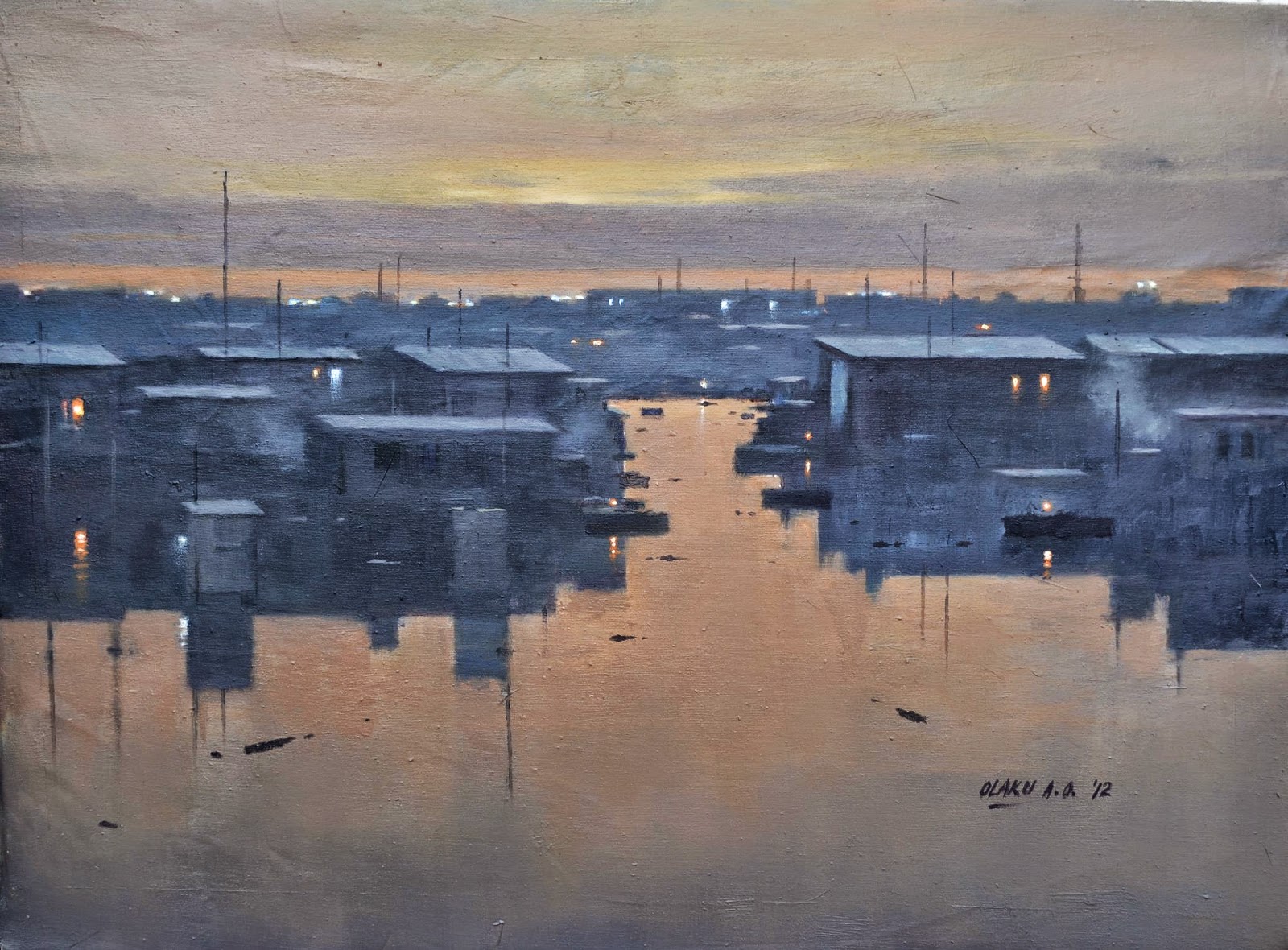 Abiodun Olaku, 1958 | Waterscape/Cityscape painter | Tutt'Art ...