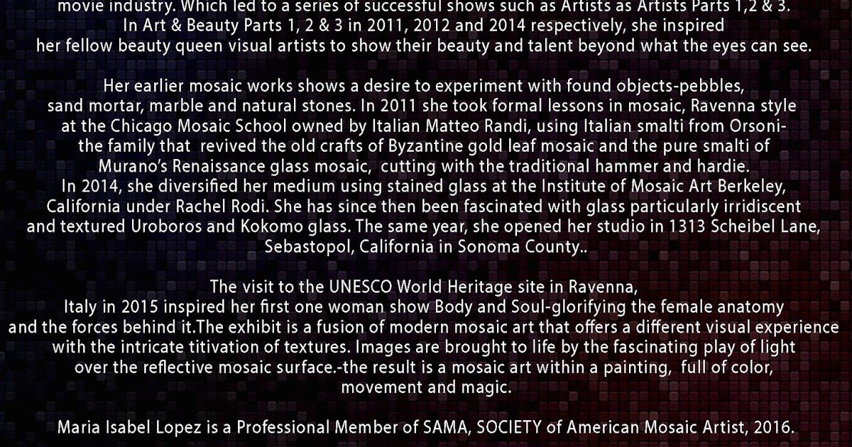 Maria Isabel Lopez Mosaic Art: Artist Profile