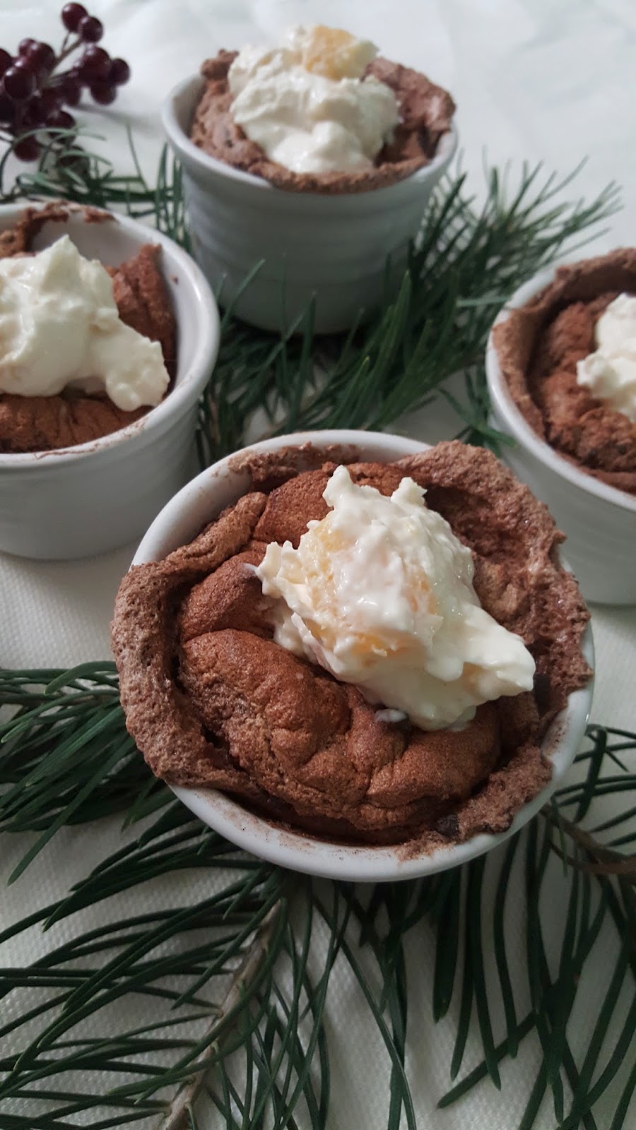 Chocolate Soufflé with Orange Cream
