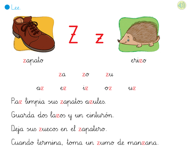 Aprender Es Divertido 1º Y 2º Lecturas Interactivas Con Las Sílabas Za Zo Zu Ce Ci