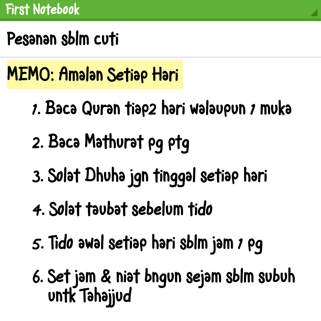 Pena X Berdakwat: Amalan Setiap Hari