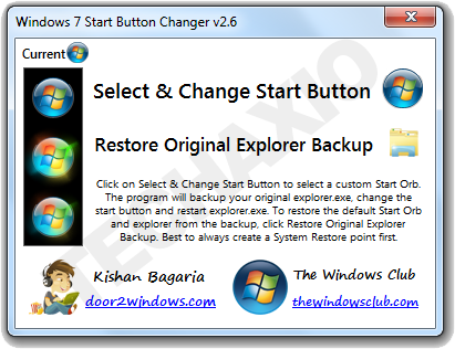 Windows 7 Start Button Changer