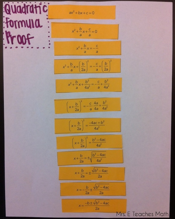 Quadratic Formula Derivation | Mrs. E Teaches Math