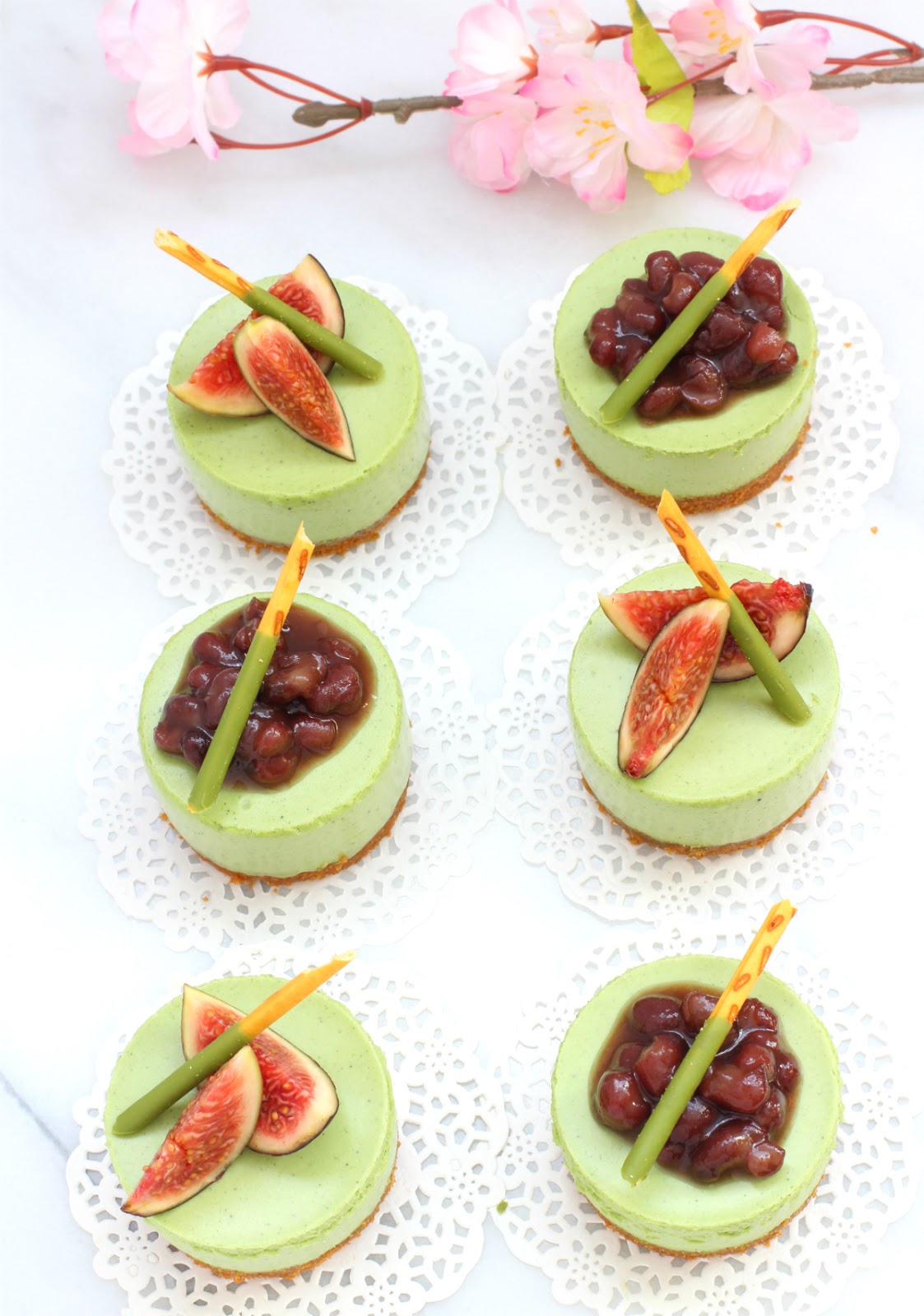 No-bake matcha mini cheesecakes
