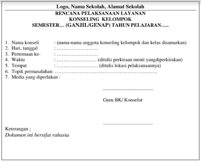 Contoh Format RPL Konseling Kelompok BK SD/MI 2017 Resmi Kemdikbud ...