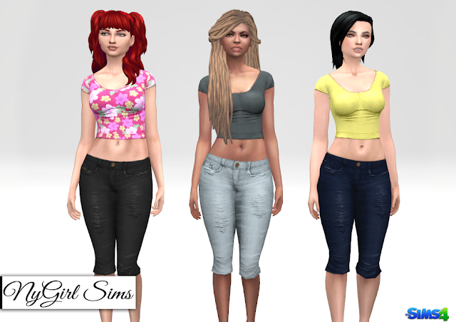 NyGirl Sims 4: Distressed Denim Capri