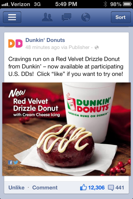 Never Turn Down A Cupcake: Wanted: Dunkin' Donuts Red Velvet Drizzle Donut