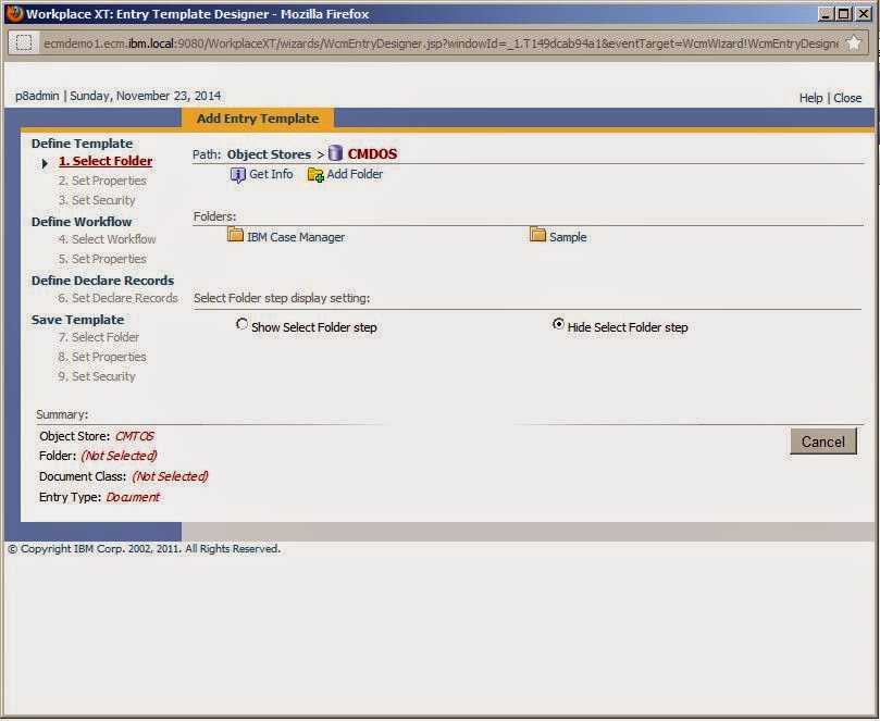 FileNet P8 Development tutorials: Design Entry Template in FileNet ...