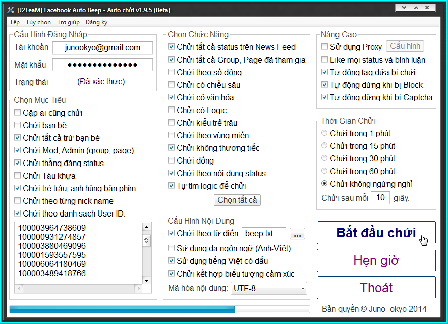 [J2TeaM] Facebook Auto Beep - Auto Chửi v1.9.5 (Beta) - Juno_okyo's Blog
