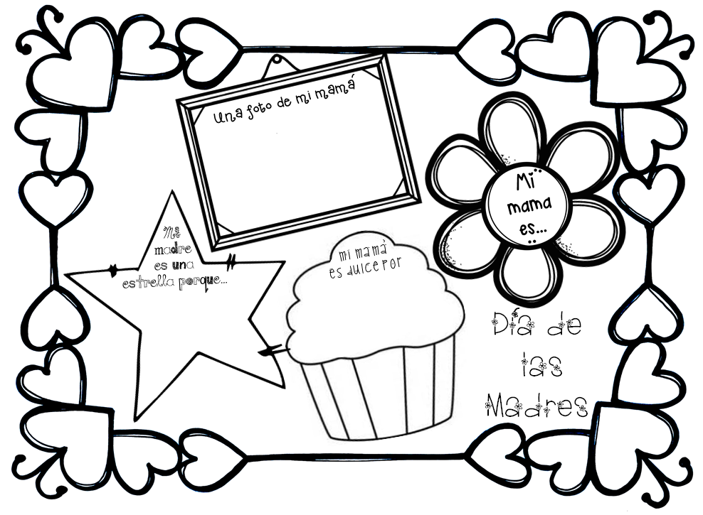 Fichas de Primaria: Tarjetas día de la madre para colorear