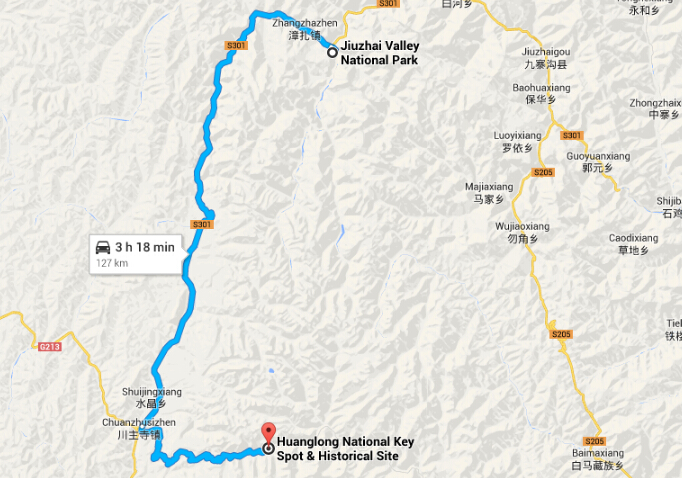 HUANGLONG SCENIC VALLEY, China: MAP & LOCATION