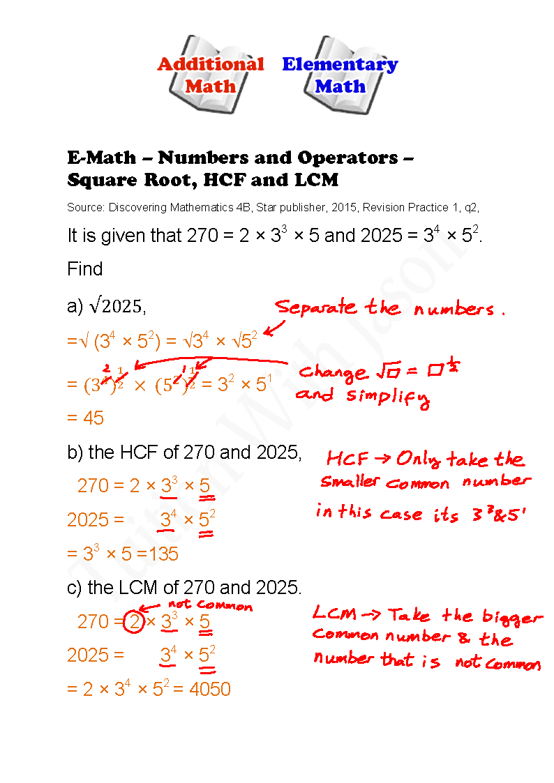 E-Math - Numbers, Ratio, Rate and Proportion - Square root, HCF and LCM ...