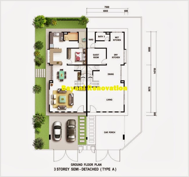 Sample Plan Rumah Semi-d | Bayani Home Renovation