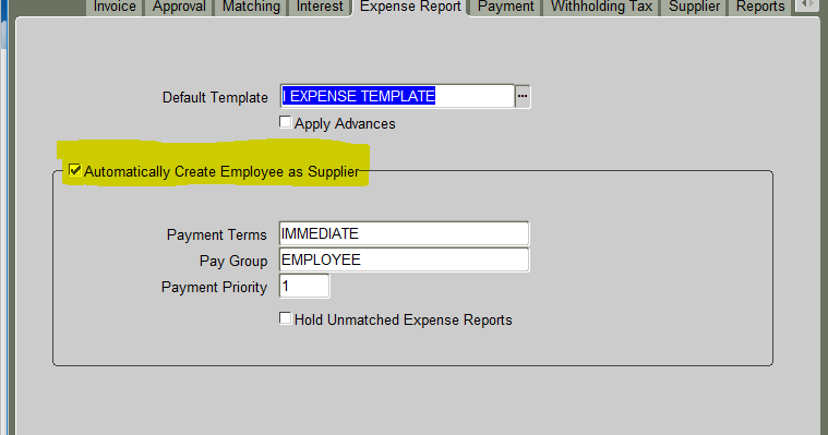 Oracle Application's Blog: Automatically Create employee as supplier payables option