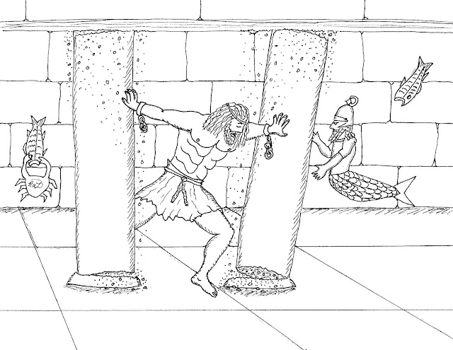 Robin's Great Coloring Pages: Samson brings down the Philistine Temple ...
