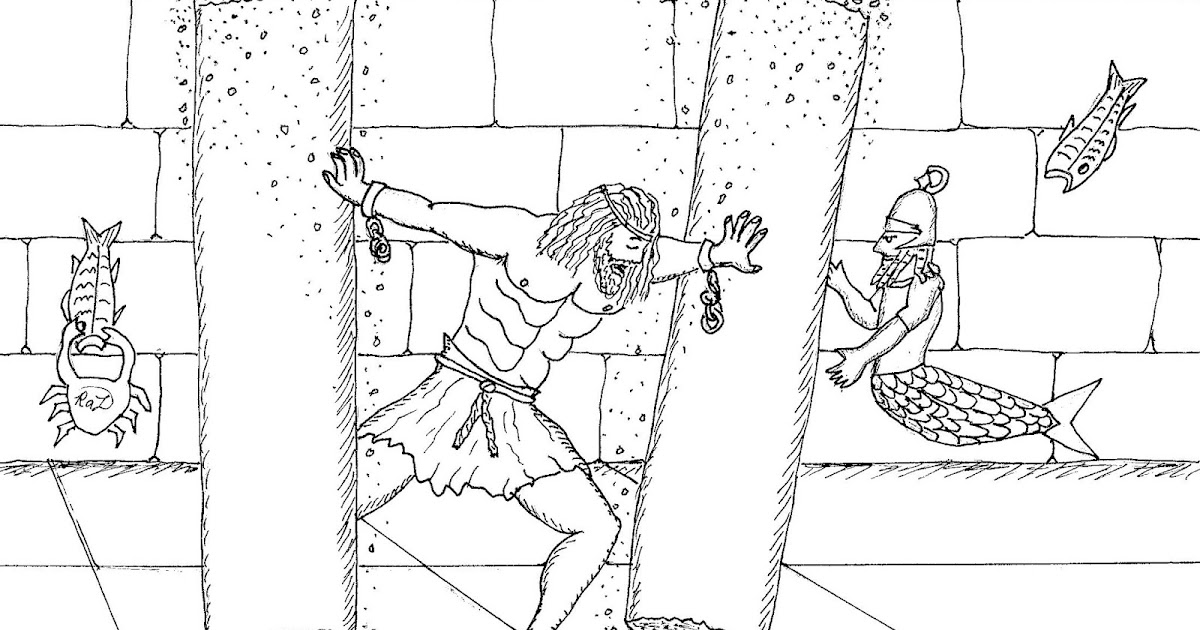 Robin's Great Coloring Pages: Samson brings down the Philistine Temple ...