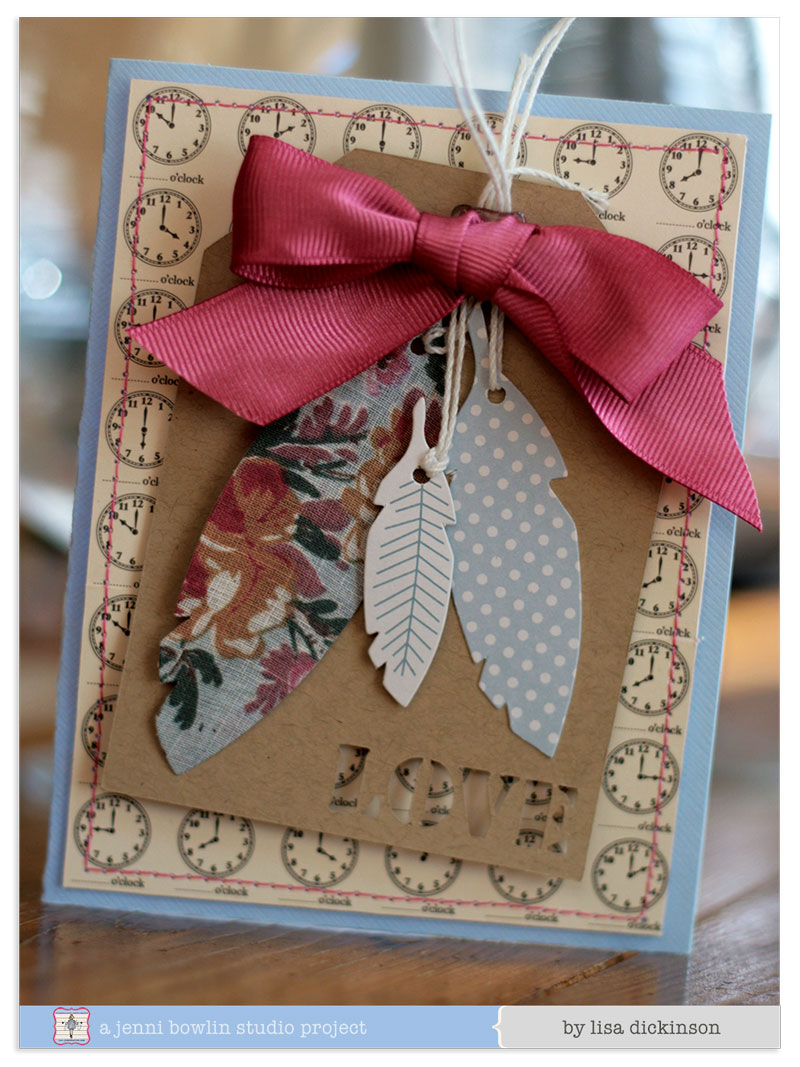 jbs inspiration: Cards with Feather Tags & Printed Chipboard