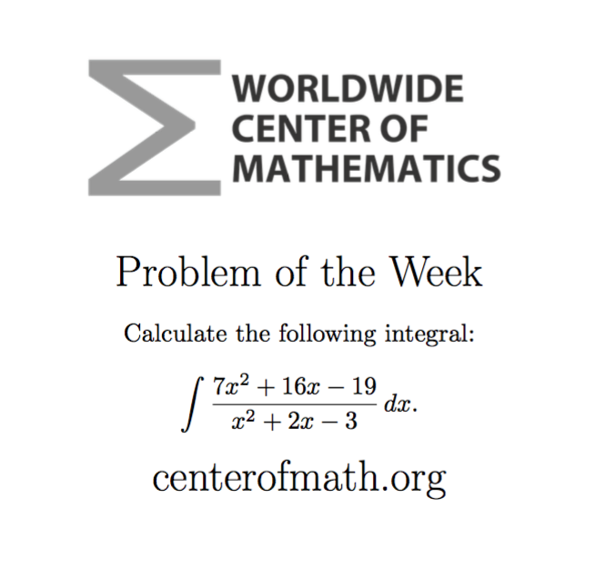 The Center of Math Blog: Problem of the Week