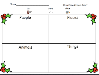 Classroom Freebies Too: Christmas Noun Sort