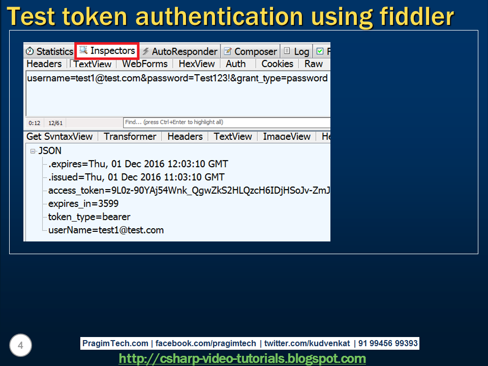 Sql Server Net And C Video Tutorial Using Fiddler To Test Aspnet Web Api Token Based