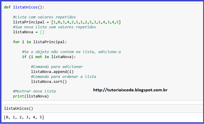 Como Montar e Ordenar Lista de Itens Sem Repetição Com FOR no Python