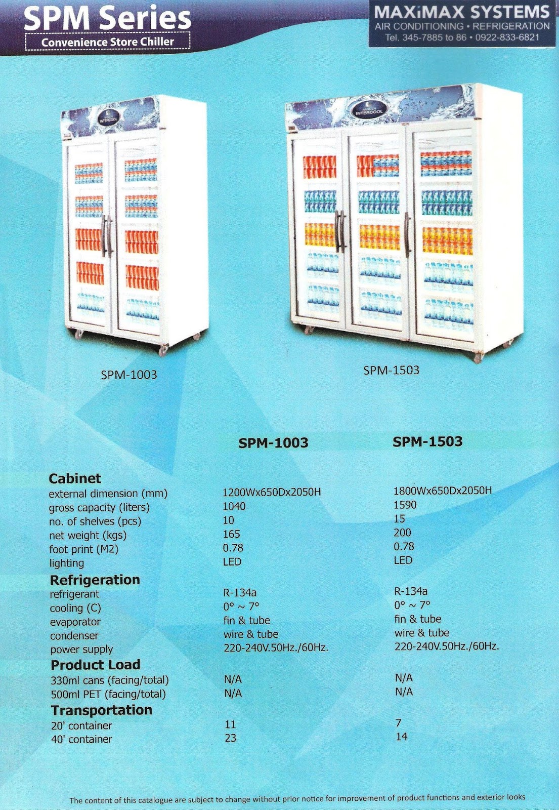 MaximaxSystems.com: SANDEN GLASS DOOR UPRIGHT CHILLER SPM