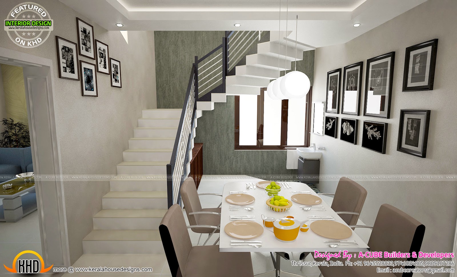 Modern dining, bedroom, kitchen interior - Kerala Home Design and Floor ...