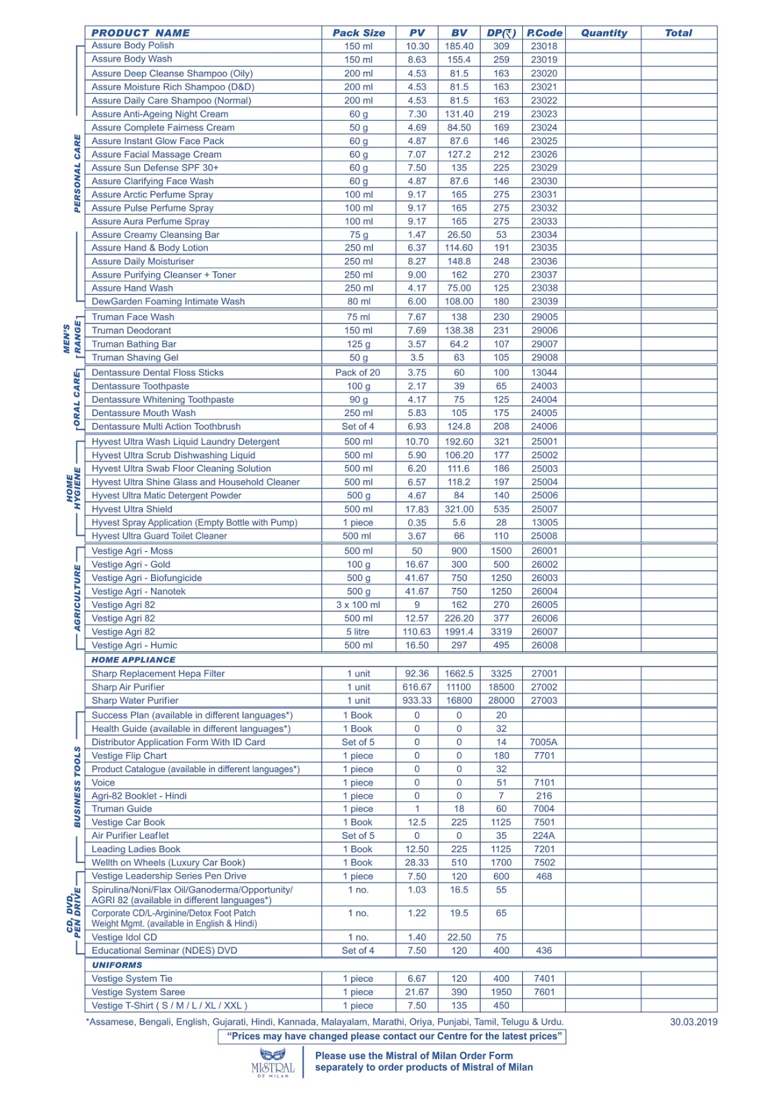 Vestige New Order Form for | Distributors in English 2019 - PDF ...