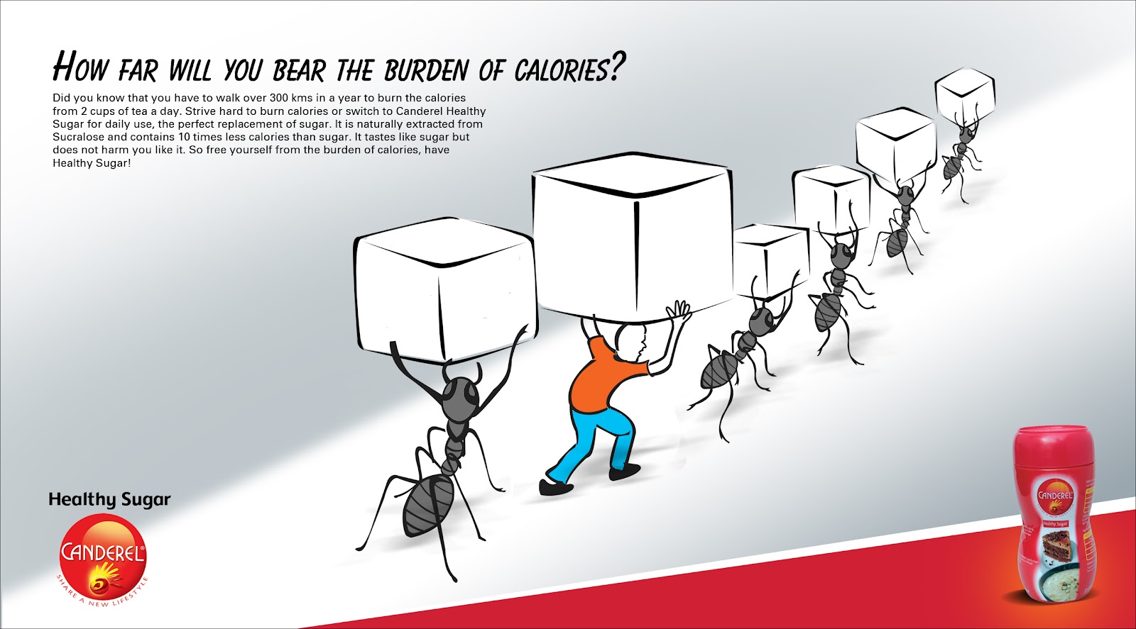 Creative Cabinet: Canderel Healthy Sugar - Illustration-based campaign